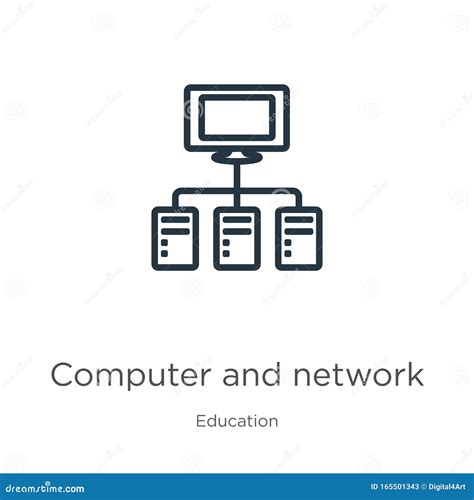 Computer And Network Icon Thin Linear Computer And Network Outline Icon Isolated On White