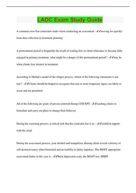 LADC Exam Study Guide Questions With Correct Answers Latest Update Verified