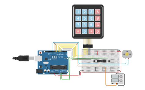 Circuit Design Av1 Motor Cc Ponte H Botão E Keypad Tinkercad