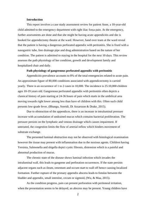 Pathophysiology Of Gangrenous Perforated Appendix With Peritonitis A