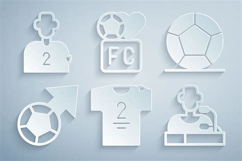 축구 유니폼과 티셔츠 축구 축구 선수 기자 회견 팬 클럽 및 축구 아이콘을 설정합니다 벡터 3차원 형태에 대한 스톡 벡터 아트 및 기타 이미지 Istock