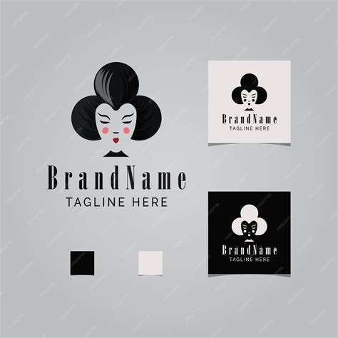 게이샤 러미 로고 디자인 벡터 일러스트 레이 션 프리미엄 벡터