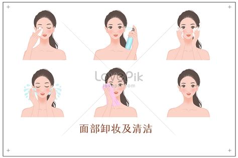 臉部卸妝及清潔過程背景圖案素材，桌布圖片免費下載