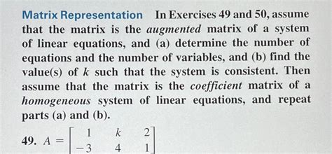 Solved Matrix Representation In Exercises 49 ﻿and 50
