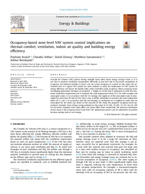 Pdf Occupancy Based Thermal Comfort Ventilation Indoor Air Quality And Building Energy