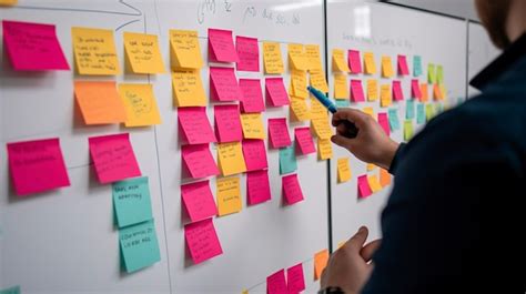 premium ai image a photo of a brainstorming session with sticky notes and whiteboard