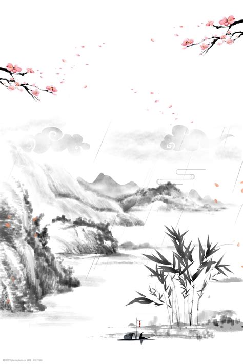 典雅复古水墨渐变海报背景图片 图行天下素材网