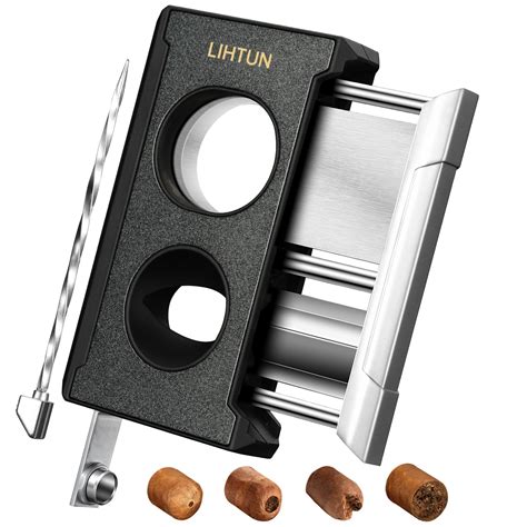 Lihtun Cigar Cutter Guillotine 4 In 1 One Touch Straight