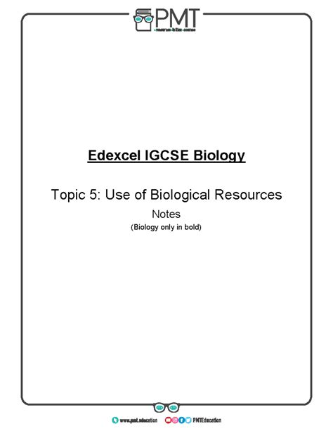 Detailed Notes Topic 5 Use Of Biological Resources Edexcel Biology Igcse Edexcel Igcse