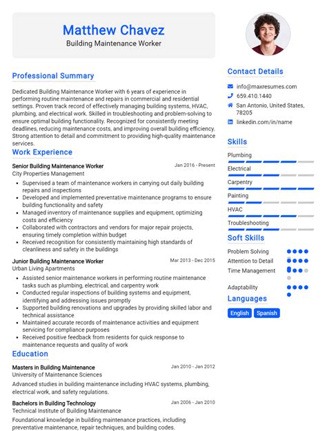 7 Best Building Maintenance Worker Resume Examples For 2025