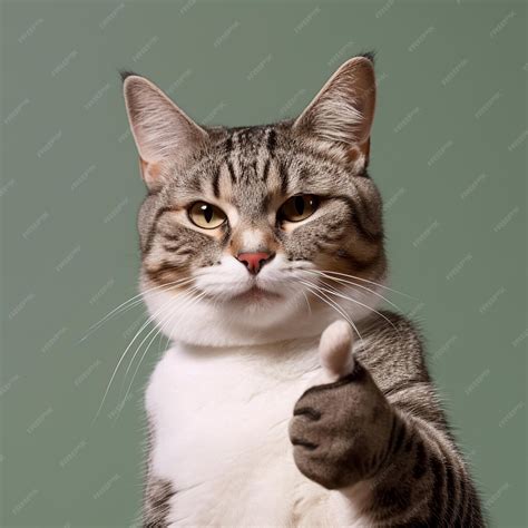A Cat With A Thumbs Up Giving A Thumbs Up Premium Ai Generated Image