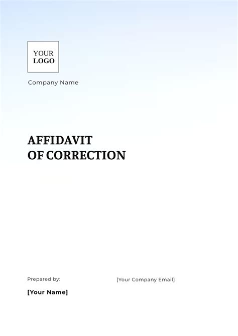 Free Affidavit Of Correction Template To Edit Online