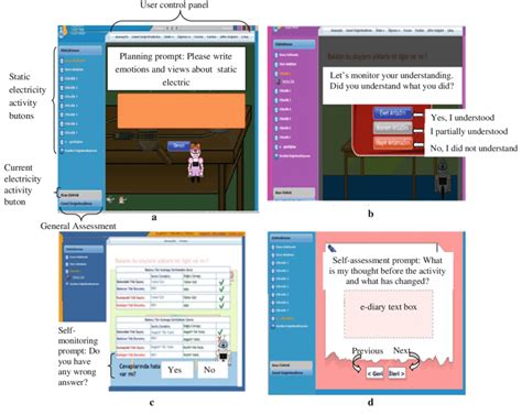 Some Screenshots Related To Metacognitive Prompts From The Software A