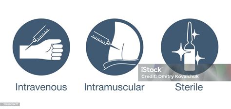 Icons Set Sterile Intravenous Intramuscular Monochrome Style Stock Illustration Download Image
