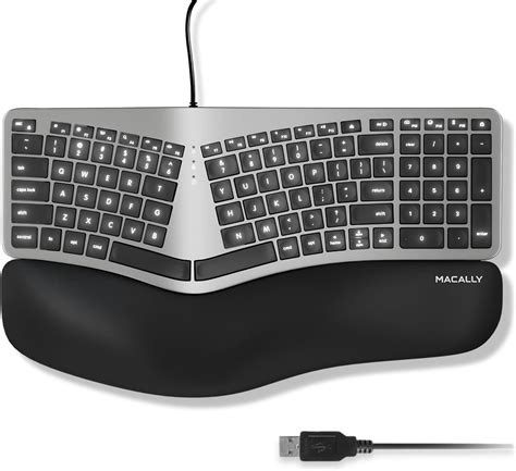 Macally Wired Ergonomic Keyboard For Mac Compatible Backlit Apple Keyboard With