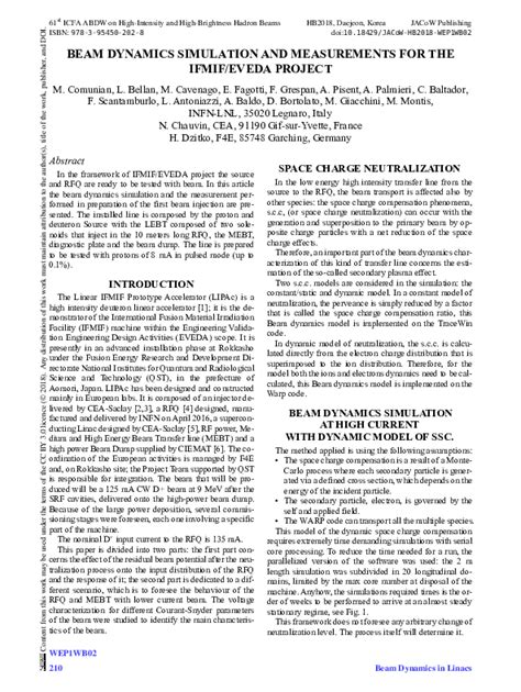 Pdf Beam Dynamics Simulation And Measurements For The Ifmifeveda Project Andrea Baldo