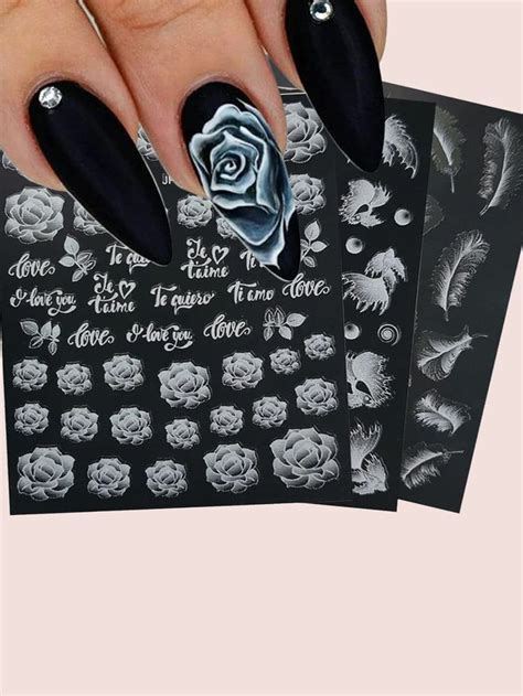 3sheets Flower Pattern Nail Art Sticker Flower Pattern Nails Nail