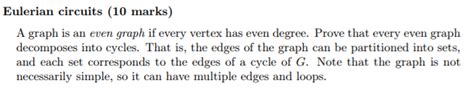 Solved Eulerian Circuits Marks A Graph Is An Even Graph Chegg Com