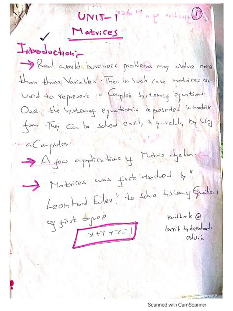 Matrices Unit 1 Notes Complete Bvrit Pdf Matrices Unit 1 Notes Complete Bvrit Pdf