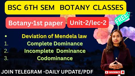 Complete Incomplete Andcodominancelec 2unit 2bsc 6th Sem Botany Paper 1st Classesbscbio