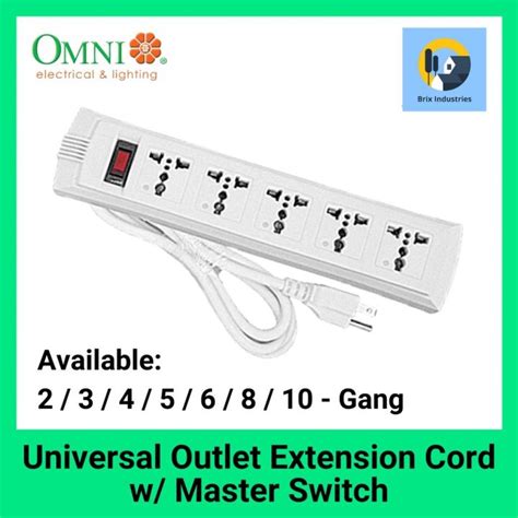 Omni Universal Outlet Extension Cord With Master Switch 1 83m Cord Length 2 3 4 5 6 8 10 Gang
