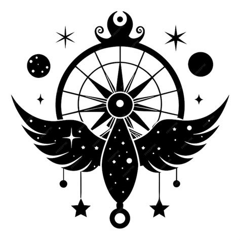 Celestial Glyph Silhouette On White Background Premium Ai Generated Vector