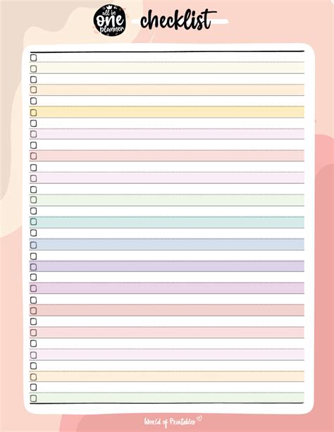 Checklist Template 25 Best Styles World Of Printables