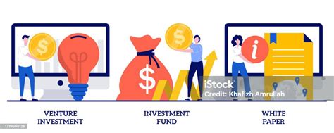 벤처 투자 투자 펀드 작은 사람들과 백서 개념 크리에이티브 아이디어 생성 추상 벡터 일러스트 레이션 세트 크라우드 펀딩 캠페인 스타트업 파이낸싱 종자 자금 조달 은유 개념에