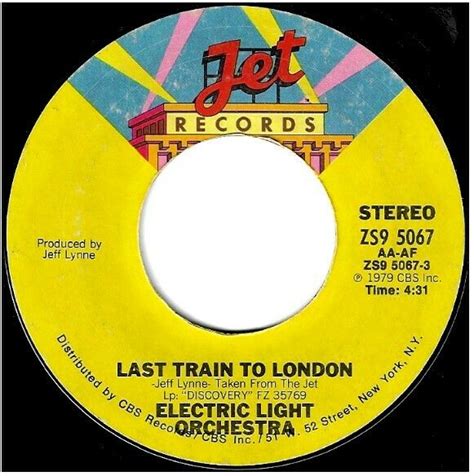 Electric Light Orchestra Last Train To London Jet Zs9 5067 Single