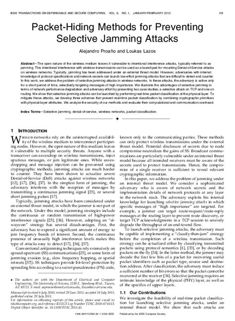 Pdf Packet Hiding Methods For Preventing Selective Jamming Attacks