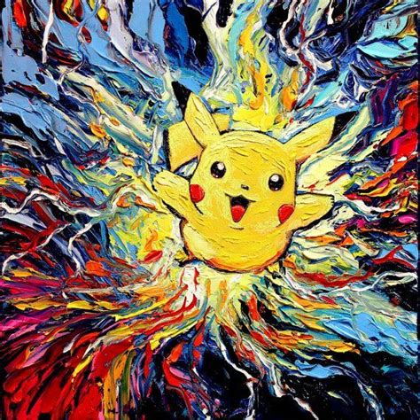 Pikachu Pokemon Art Starry Night Canvas Print Van Gogh Never Caught