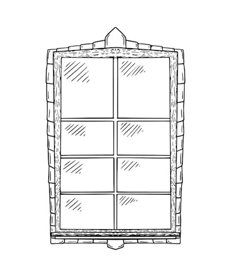 아트 잉크 스타일의 창 벡터 그림 프리미엄 벡터