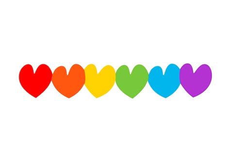 6 무지개 하트 벡터 일러스트 레이 션 6 그린 하트 프리미엄 벡터