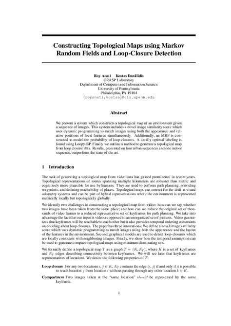 Pdf Constructing Topological Maps Using Markov Random Fields And Loop
