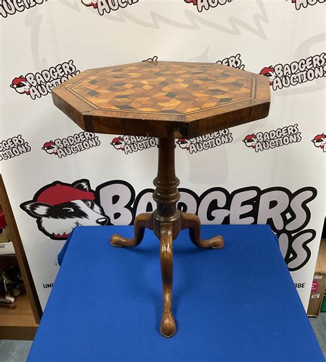 Victorian Marquetry Tri Legged Wine Table Badgers Auctions