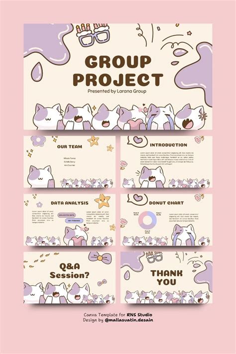 Purple Beige Cute Illustration Group Project Presentation Canva Templa… Presentation Design