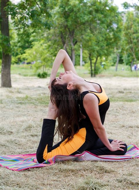 Difficult Yoga Asana For Women Handstand Stock Image Image Of