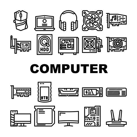 Premium Vector Computer Accessories And Parts Icons Set Vector