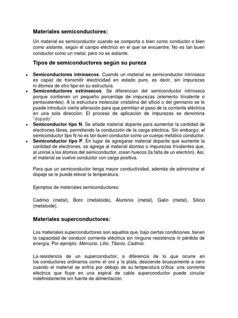 Materiales Semiconductores Pdf Semiconductores Superconductividad
