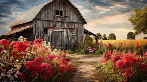 Premium Photo Farm Barn Flowers