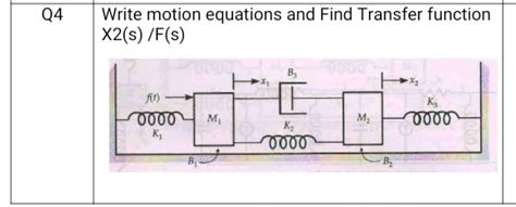 Q4write Motion Equations And Find Transfer Functionx2sfsftks0