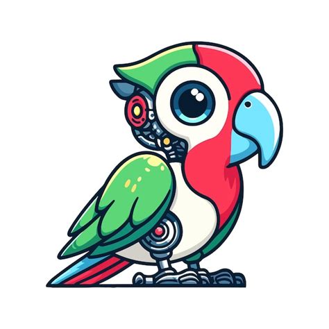 Premium Vector Cute Icon Character Parrot Cyborg