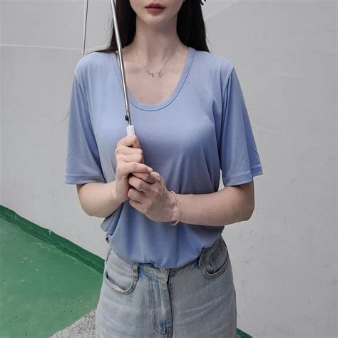 여성쿨티셔츠 여자냉장고티셔츠 박시5부반팔