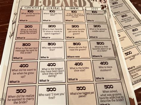 Boho Bridal Shower Jeopardy Printable Wedding Game Flowers Hen Do Questions Celebration Digital