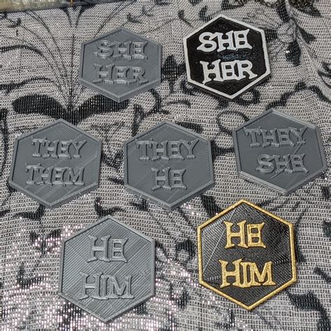 Pronoun Pins Hexagonal Gender Pins 3d Stl File Printable Model They