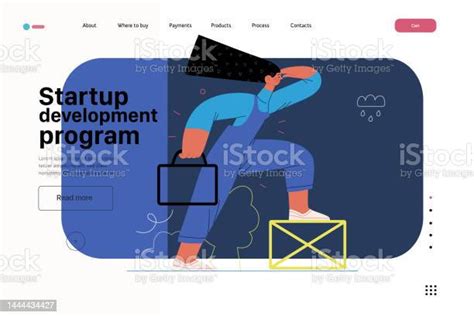 시작 일러스트레이션 웹 사이트 방문 템플릿 새로운 사업 구축 의 개념 비즈니스에 대한 스톡 벡터 아트 및 기타 이미지 비즈니스 여자 한 명의 여자만 Istock