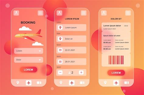 Premium Vector Travel Booking Glassmorphic Design Neumorphic Elements Kit For Mobile App Ui Ux