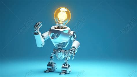 The Background Of Robotic Creativity A 3d Rendering Of A Robot With A Light Bulb Digital The Background Of Robotic Creativity A 3d Rendering Of A Robot With A Light Bulb Digital