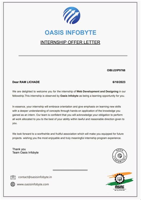Ram Lichade On Linkedin Internship Oasisinfobyte Learningandgrowth
