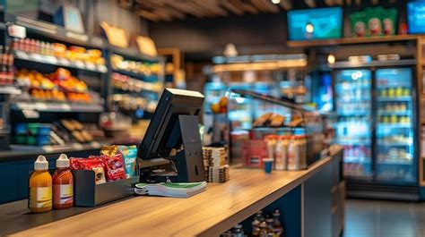 Efficiently Organized Grocery Store Checkout Counter With Wide Variety